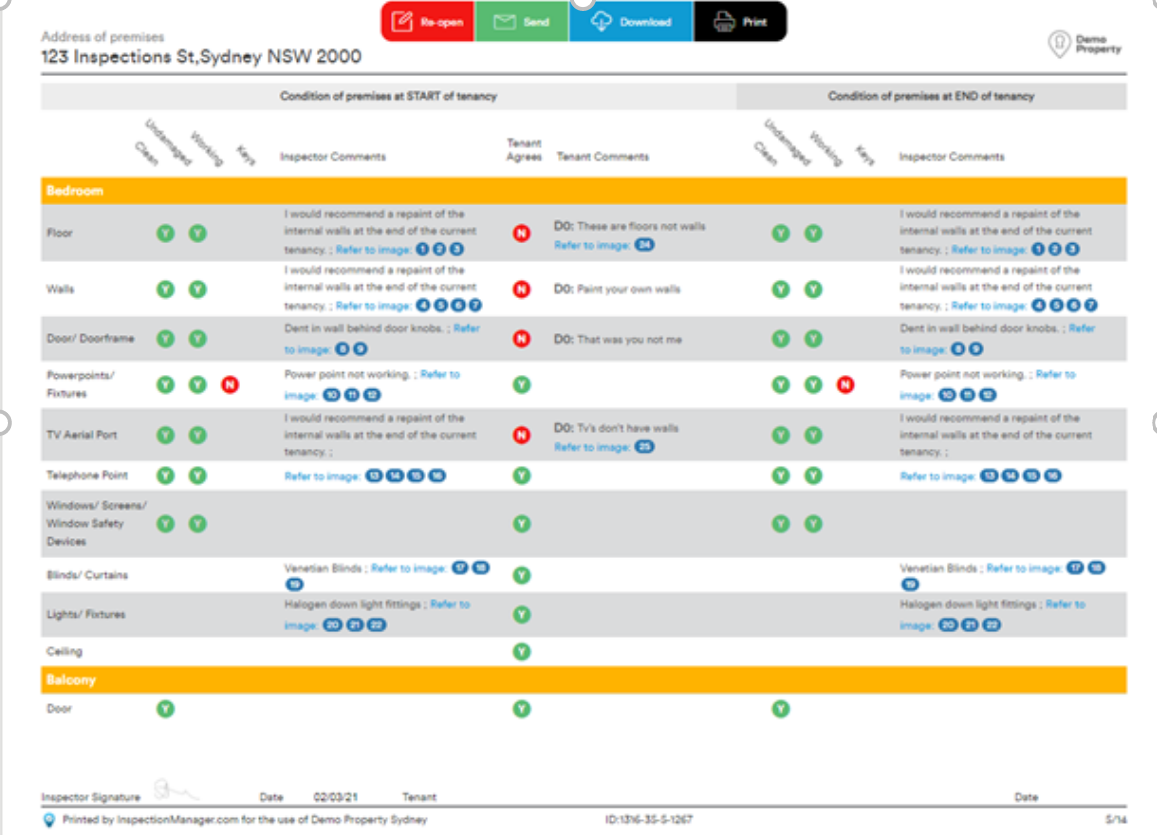 Outgoing Comparison Reports: Photos from the ingoing report appear in ...